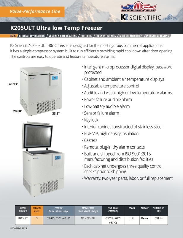 K2 Scientific Lab Freezers | American Walk In Coolers